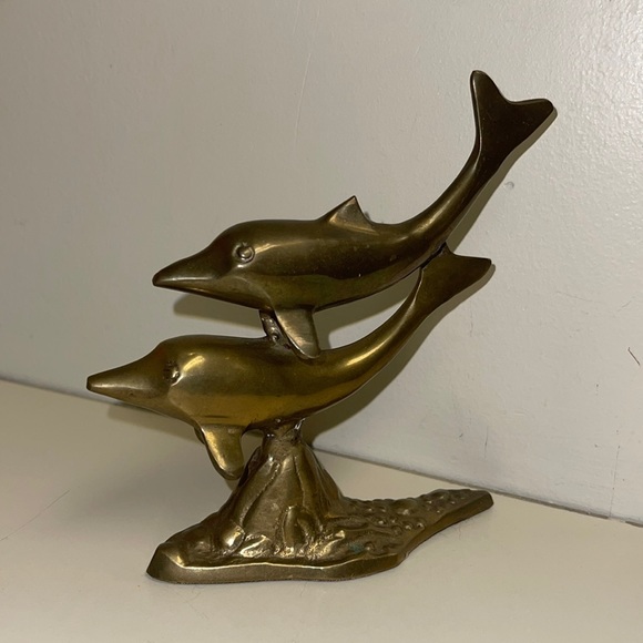 Accents | Swimming Brass Dolphin Table Top Figurinestatue Made In India ...